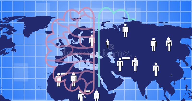 Animation of Ai Data Processing Over Grid and World Map Background Stock Footage - Video of ...