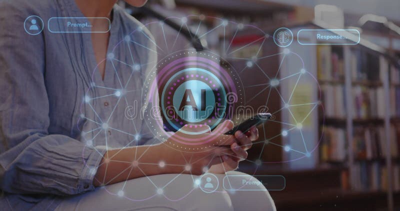 Animation of Ai Text and Data Over Biracial Female Student Using ...