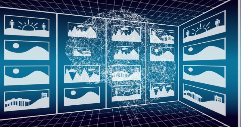 Animation of Ai Text and Icon, Data Processing Over Brain Stock Footage - Video of concept ...