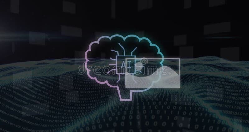 Animation of Ai Text, Icons and Binary Coding Stock Footage - Video of digitally, animation ...