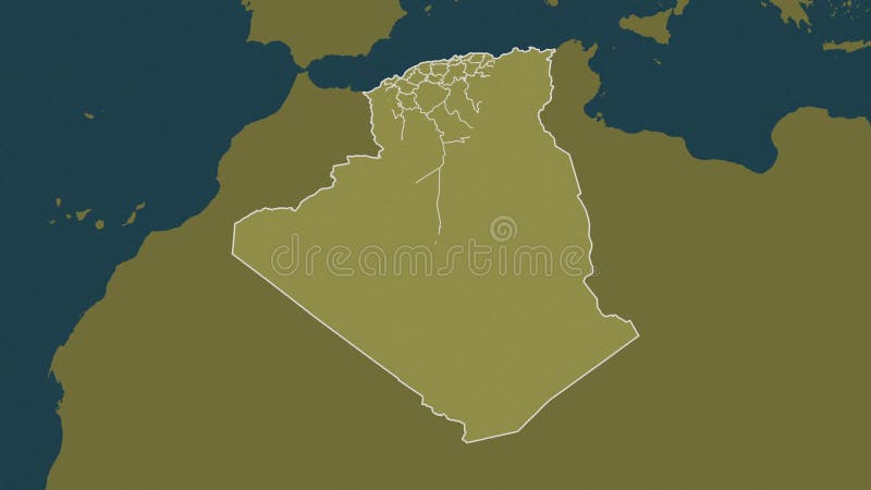 Algeria Map - Solid. Regions. Pattern. Labels Stock Footage - Video of ...