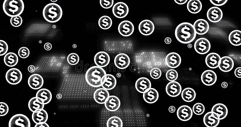 Animation of American Dollar Sign, Binary Coding and Financial Data Processing Stock Footage ...