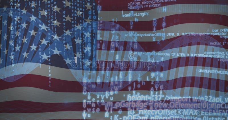Animation of American Flag with Digital Code, Symbolizing Cybersecurity ...