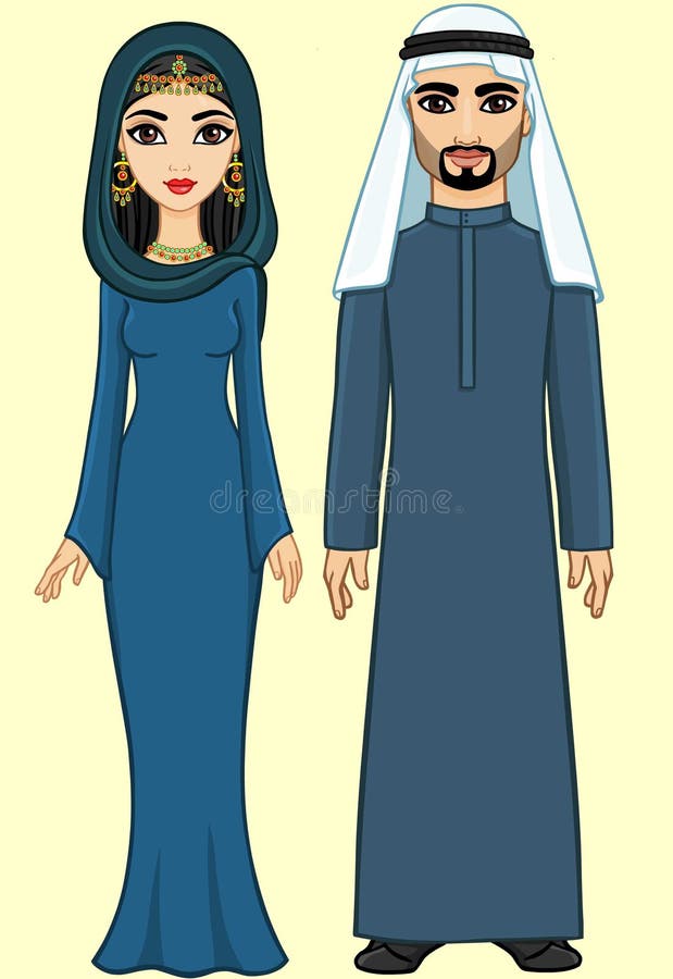 Animation Arab family stock vector. Illustration of hijab - 50250016