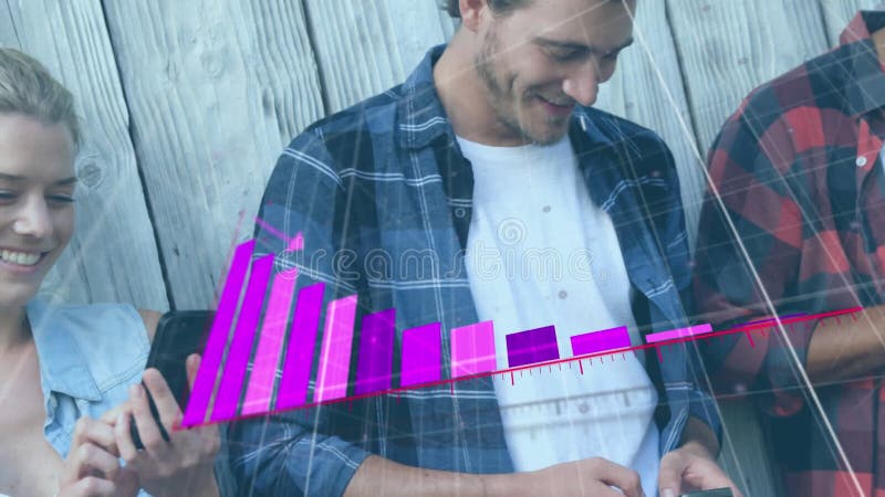 Animation of Arrow on Falling Graph, Diverse Friends Using Smartphone ...