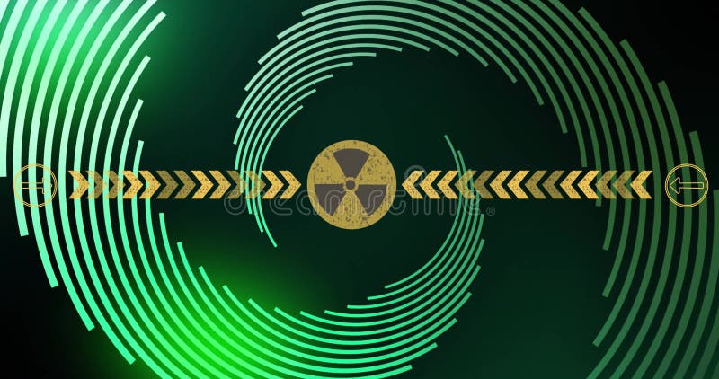 Animation of Arrows and Ionizing Radiation Hazard Symbol Over Spiral ...