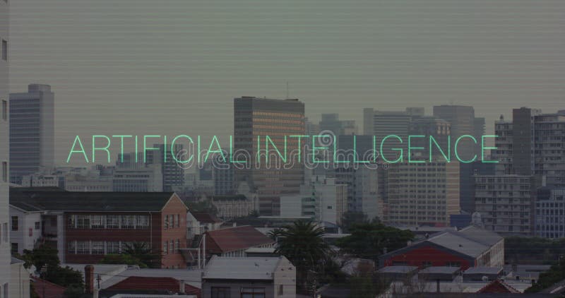 Animation of Artificial Intelligence Text Over Cityscape Stock Video ...