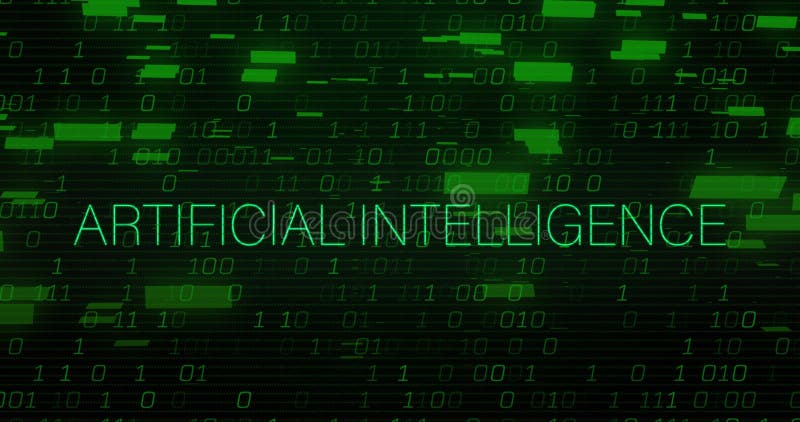 Animation of Artificial Intelligence Text Over Data Processing Stock ...