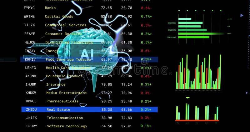 Animation of Ati Text, Brain and Data Processing Stock Video - Video of concept, futuristic ...