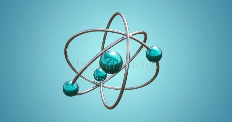 Animation of Atom Model Spinning on Blue Background Stock Video - Video ...