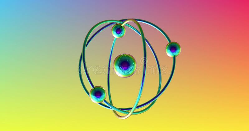 Animation of Atom Model Spinning Over Gradient Vibrant Background Stock ...