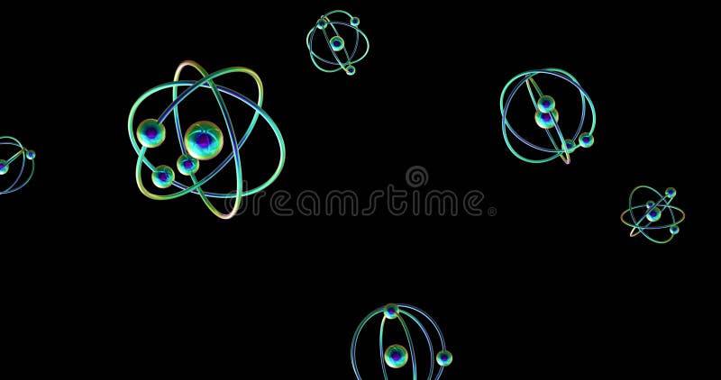 Animation of Atom Models Spinning on Black Background Stock Footage ...