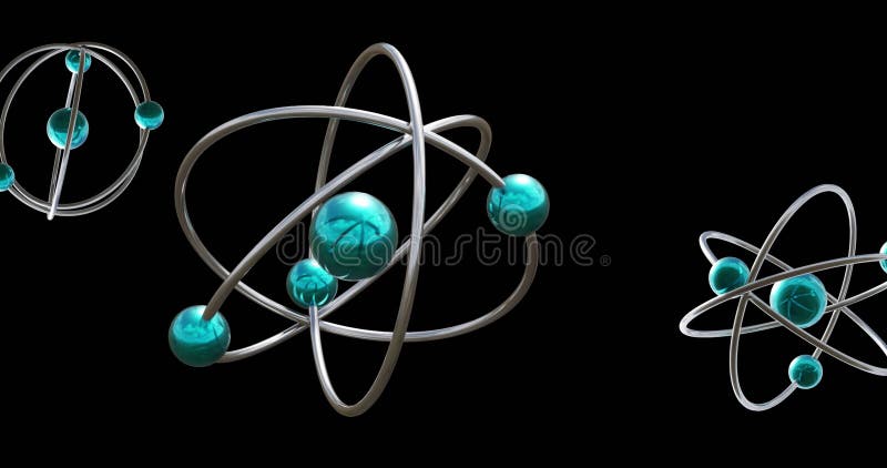 Animation of Atom Models Spinning on Black Background Stock Footage ...