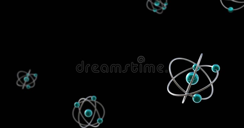 Animation of Atom Models Spinning on Black Background Stock Video - Video of technology ...