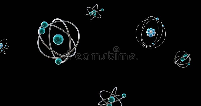 Animation of Atom Models Spinning on Black Background Stock Video ...