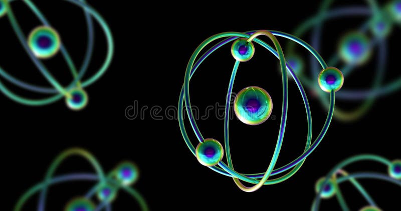 Animation of Atom Models Spinning on Black Background Stock Video ...