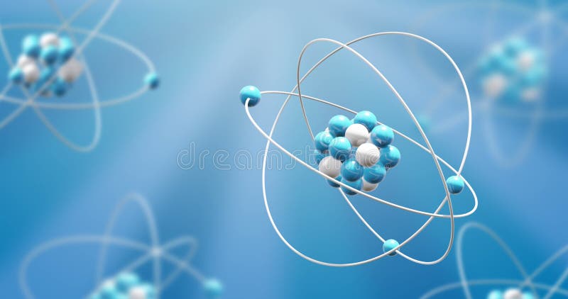 Animation of Atom Models Spinning on Blue Background Stock Footage ...