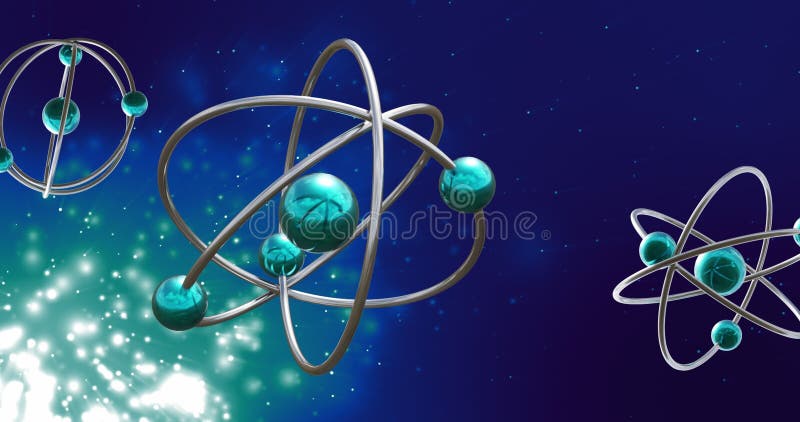 Animation of Atom Models Spinning on Blue Background Stock Video ...