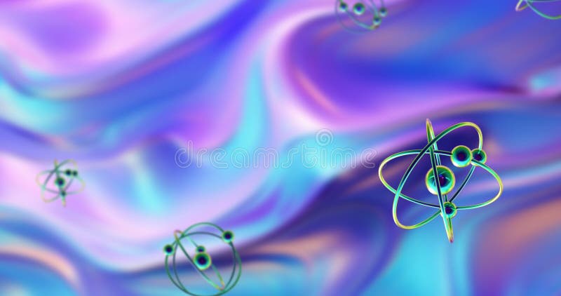 Animation of Atom Models Spinning Over Multicoloured Vibrant Background ...