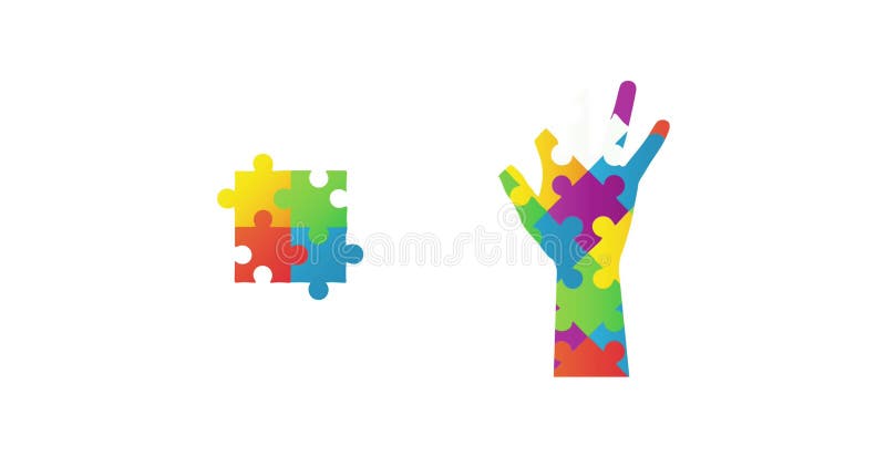 Animation of Autism Colourful Puzzle Pieces Forming Hand and Square on ...