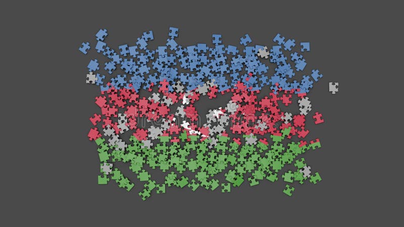 3D Azerbaijan Flag Assembled from a Puzzle. with Alpha Channel. Stock ...