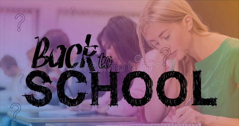 Animation of Back To School Over Class of Diverse Students Learning at ...