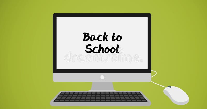 Animation of Back To School Text on Computer on Green Background Stock ...