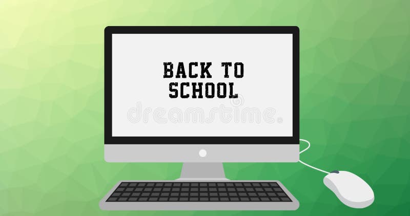Animation of Back To School Text on Computer on Green Background Stock ...