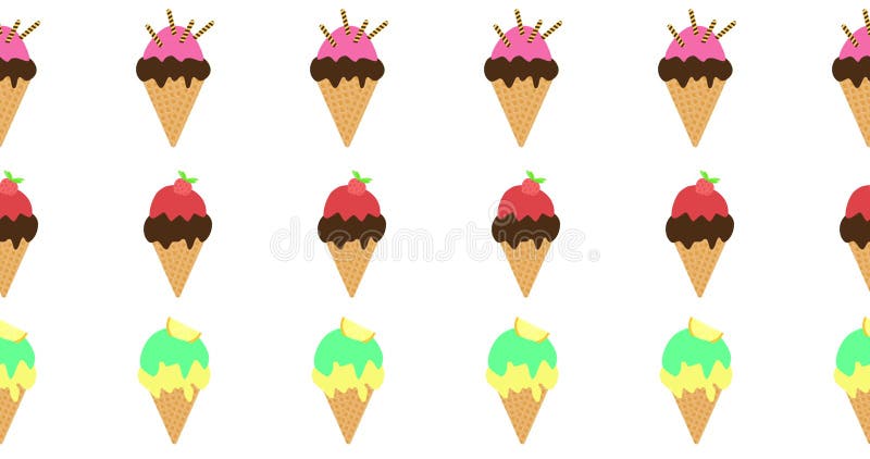 Animation of Background with Ice Cream. Summer Ice Cream Cones Moving ...
