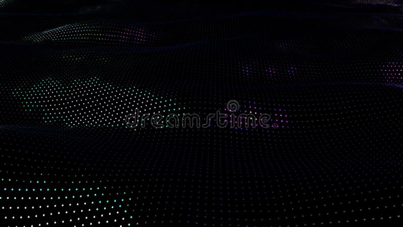 Animation Background of Particles on Surface with Waves. Looped ...