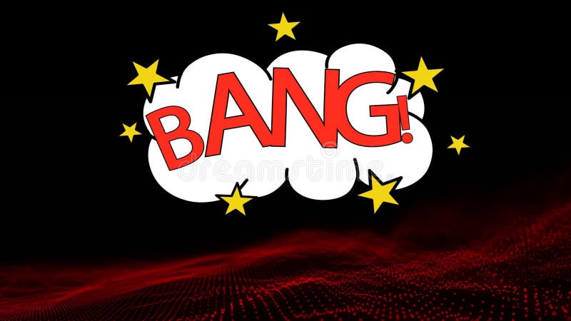 Bang Text on Speech Bubble Against Glowing Spots on Golden Background ...