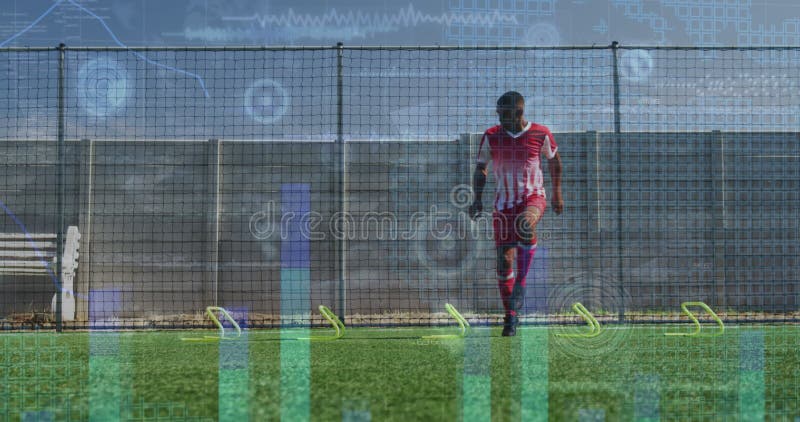 Animation of Bar Graph and Abstract Patterns Over Players Jumping on ...