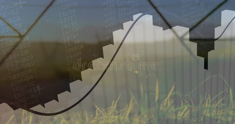 Animation of Bar Graph with Error Codes on Grassy Landscape Background ...