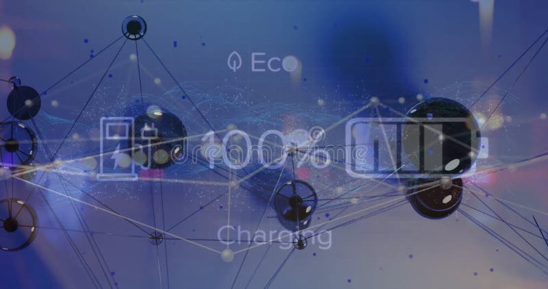 Animation of Battery Charge, Network of Connections and Data Processing ...
