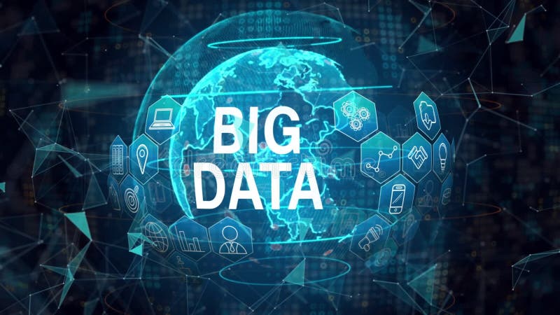 Animation of Big Data Text Over Globe and Data Processing Stock Video ...