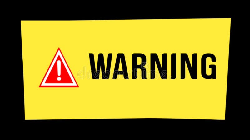 Animation of a Billboard with a Warning Text and an Alert Icon, on a ...