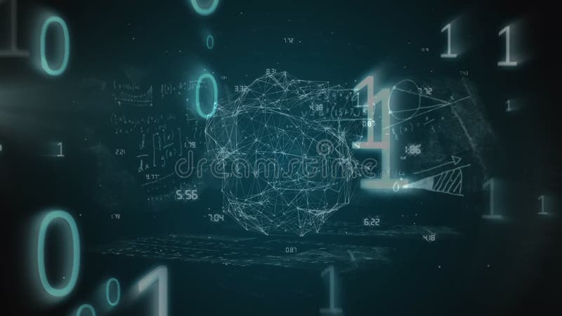 Animation of Binary Code, Connections and Scientific Data on Blue ...