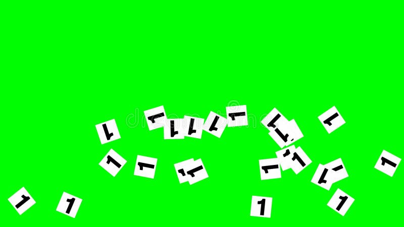 Animation of Binary Code on a Green Mat. the White Cards with the ...