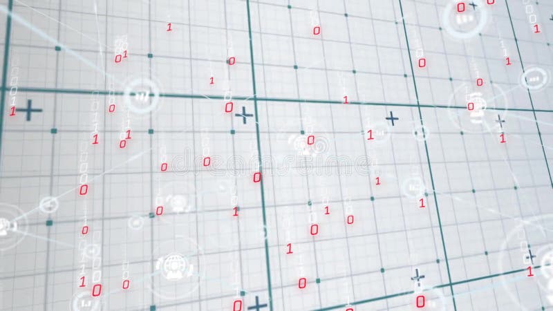 Animation Of Binary Code And Mathematical Symbols Overlaying Grid