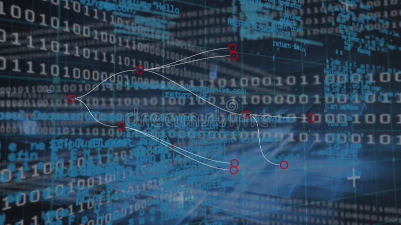 Animation of Binary Code Over Connections on Black Background Stock Footage - Video of binary ...