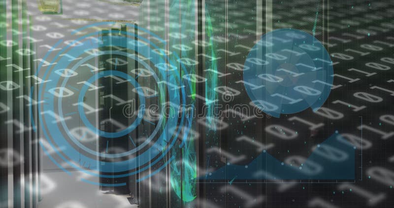 Animation of Binary Codes, Graphs with Hud Processing on Digital Interface Stock Footage - Video ...