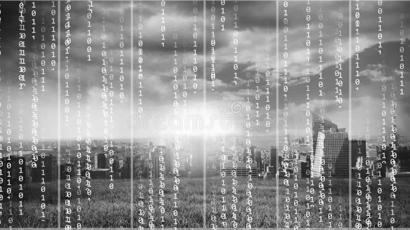 Animation Of Binary Coding And Data Processing Over Cityscape Stock 7962