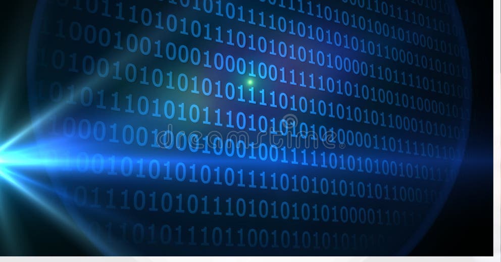 Animation of Binary Coding Data Processing Over Screen Stock Image ...