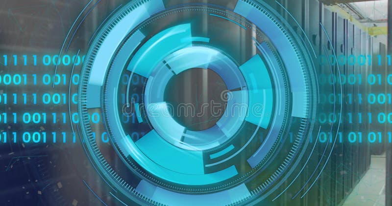 Animation Of Binary Coding Data Processing And Scope Over Computer Servers Stock Video Video
