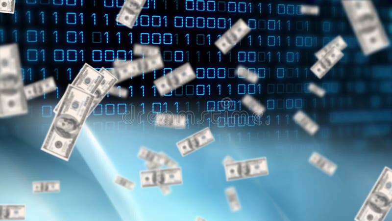 Animation of Binary Coding and Financial Data Processing with American Dollar Bills Stock ...