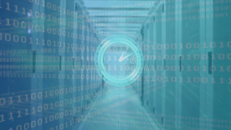 Animation of Binary Coding and Moving Clock Over Server Room Stock ... Animation of Binary Coding and Moving Clock Over Server Room Stock ...