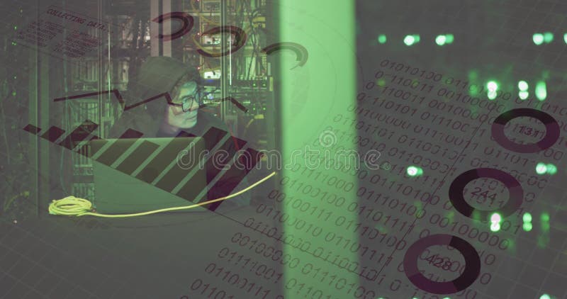 Animation of Binary Coding Over Asian Man Using Laptop by Computer Servers Stock Video - Video ...