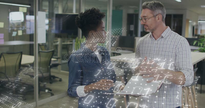 Animation of Binary Coding Over Diverse Colleagues Discussing Work ... Animation of Binary Coding Over Diverse Colleagues Discussing Work ...