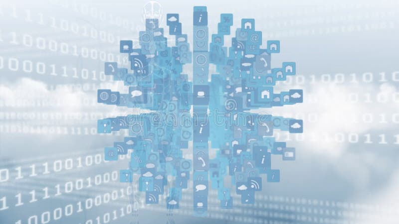 Animation of Binary Coding Over Media Icons Stock Video - Video of binary, design: 249381657