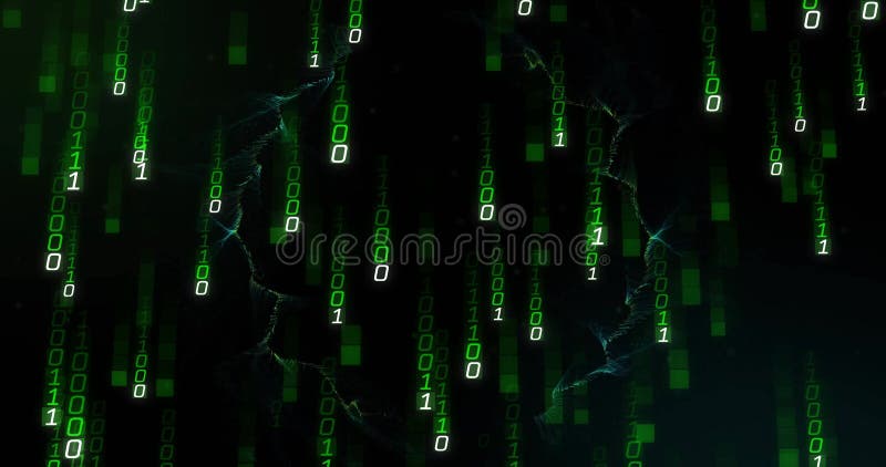 Animation of Binary Coding and Network of Connections on Black Background Stock Footage - Video ...